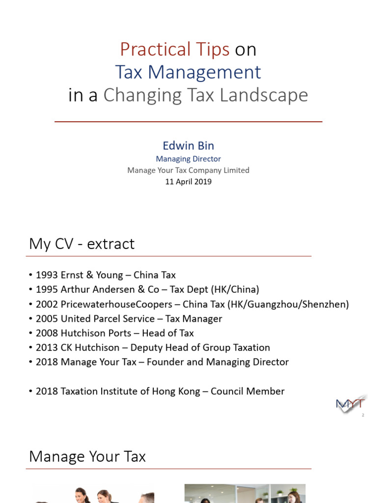 Michael Page - Tax Management - 11apr19 Presentation Handout | PDF