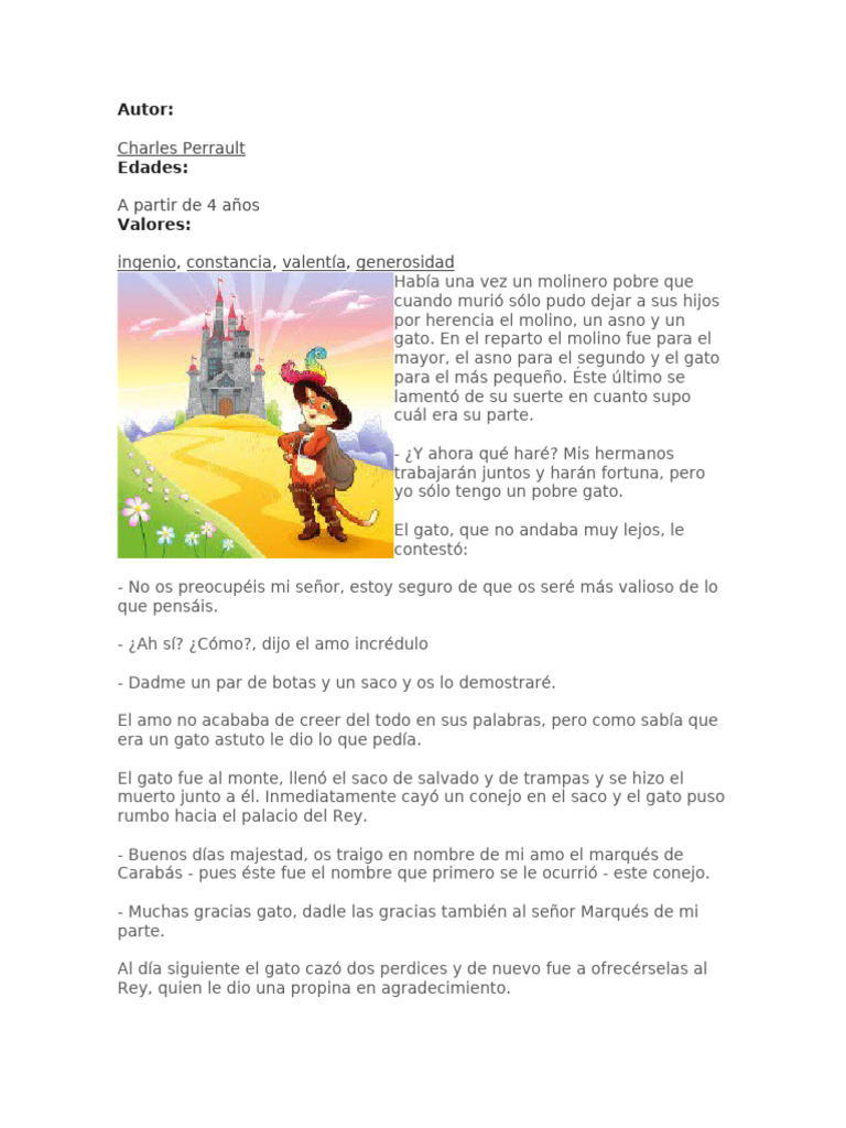 El gatito de las botas cafe - Cuento | PDF