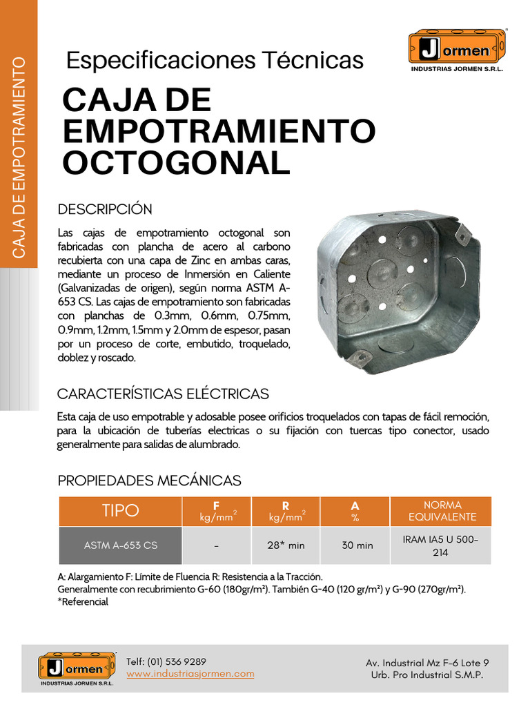 Ficha Técnica Caja de Emp. Octogonal | PDF