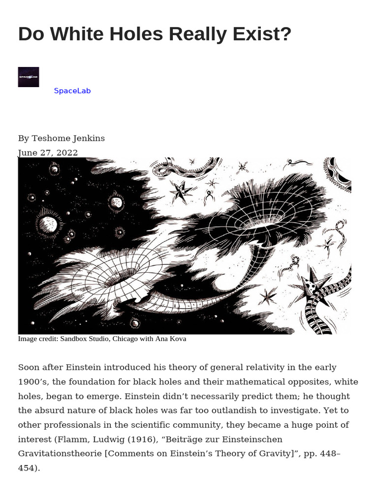 Do White Holes Exist? Exploring Theories | PDF | Black Hole | Young Adult