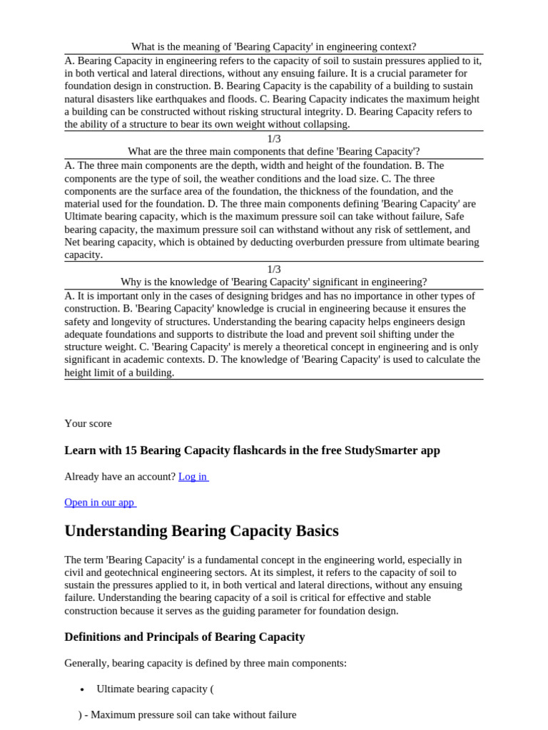 What Is The Meaning of Bearing Capacity | PDF