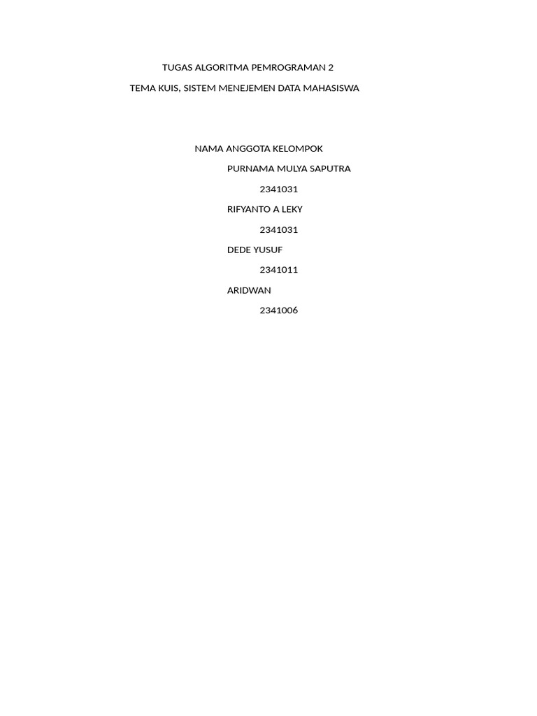 Tugas Algoritma Pemrograman 2 | PDF