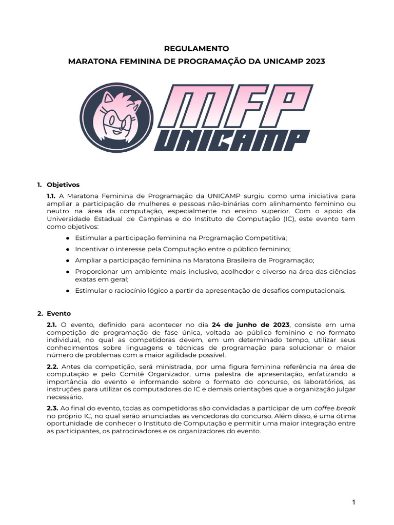 Regulamento - MFP Unicamp | PDF