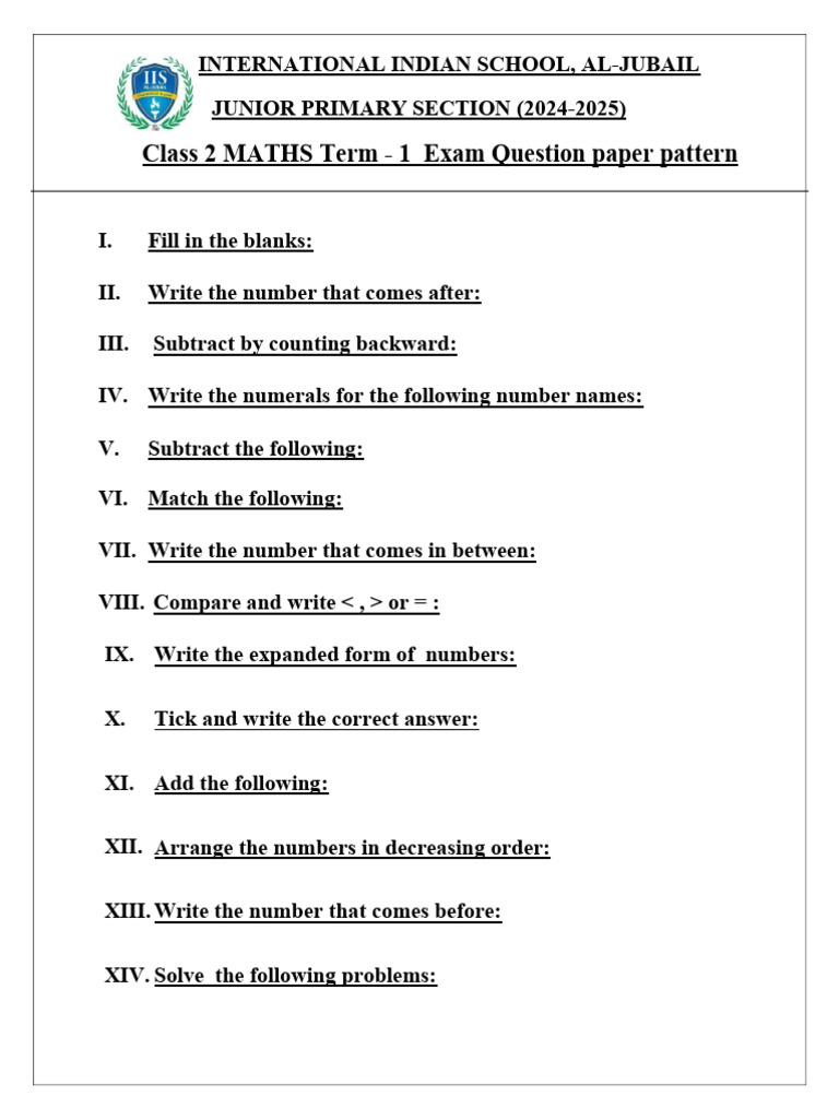 Maths Term 1 Paper Pattern 2024 To 25 | PDF