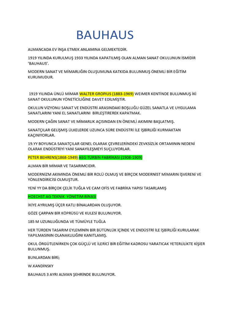 Bauhaus 7. Ders Kayit Notlari | PDF