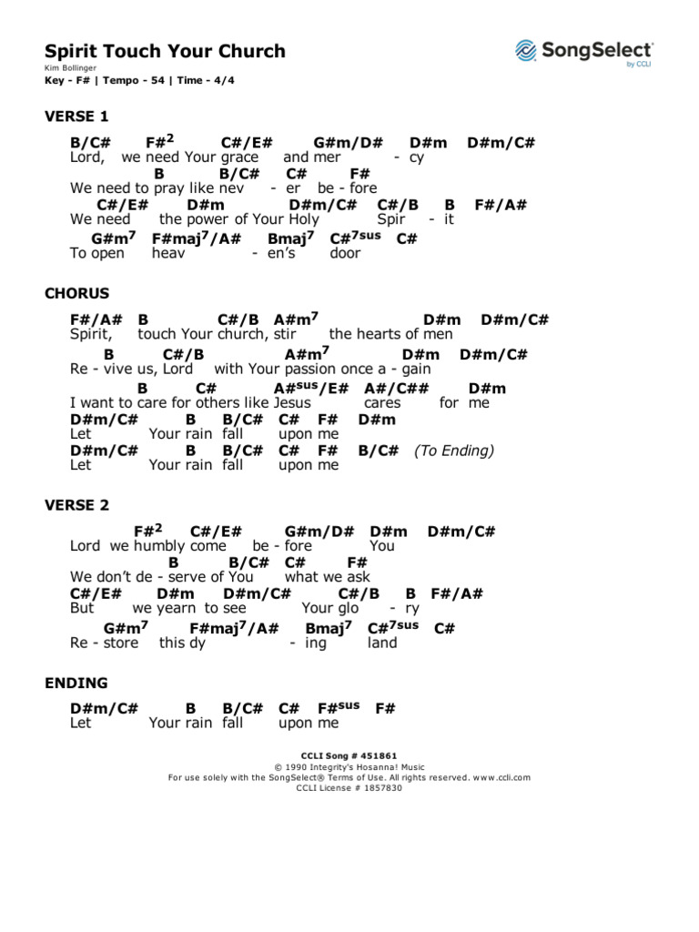 Spirit Touch Your Church-chords-F# | PDF