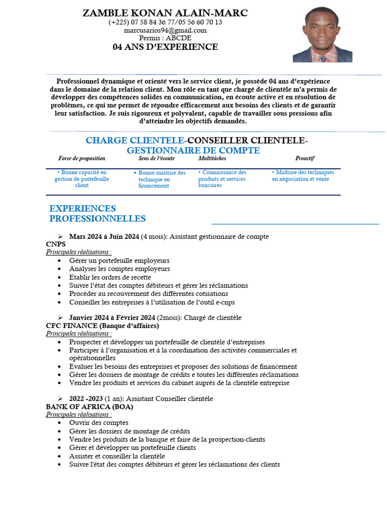 CV Relooke Zamble Konan Alain-Marc | PDF