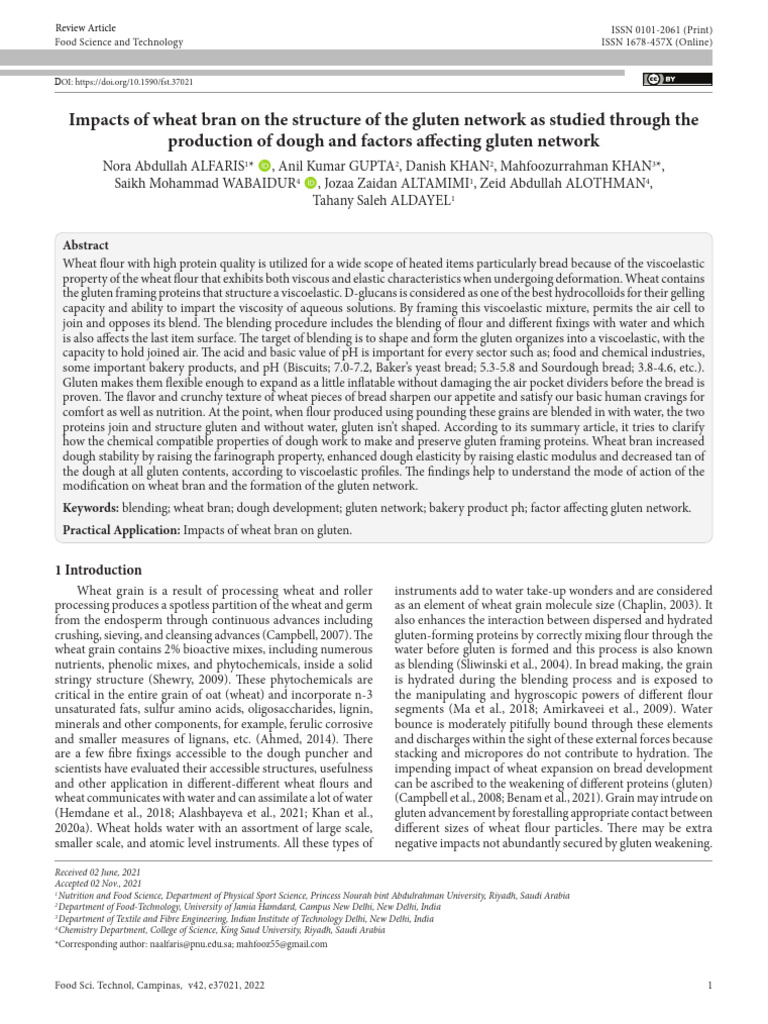 Impacts of Wheat Bran On The Structure of The Gluten Network As Studied ...