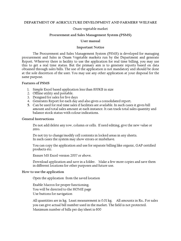 PSMS User Manual | PDF