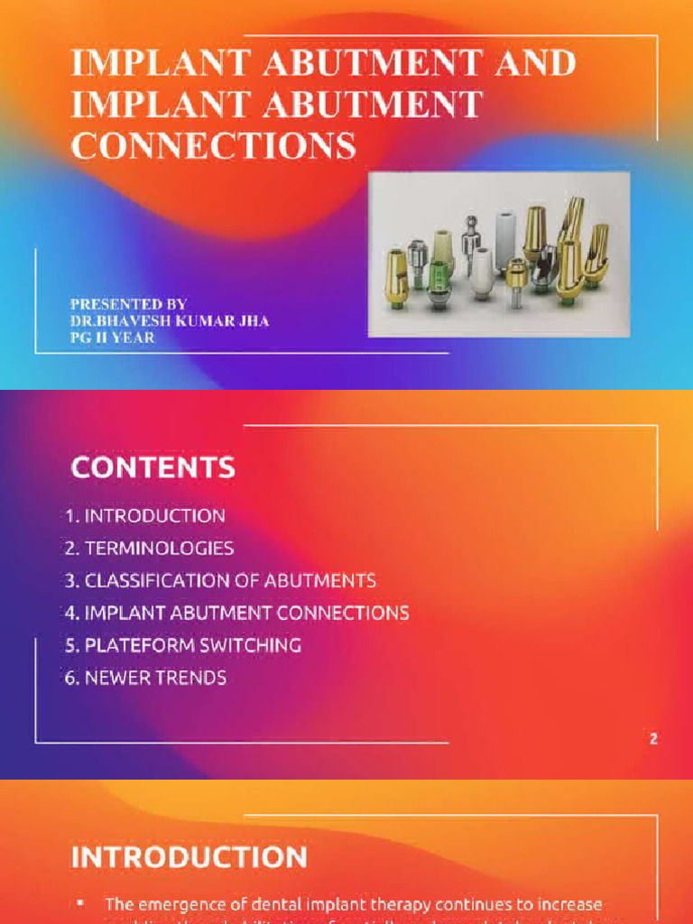 Implant Abutment and Implant Abutment Connections | PDF