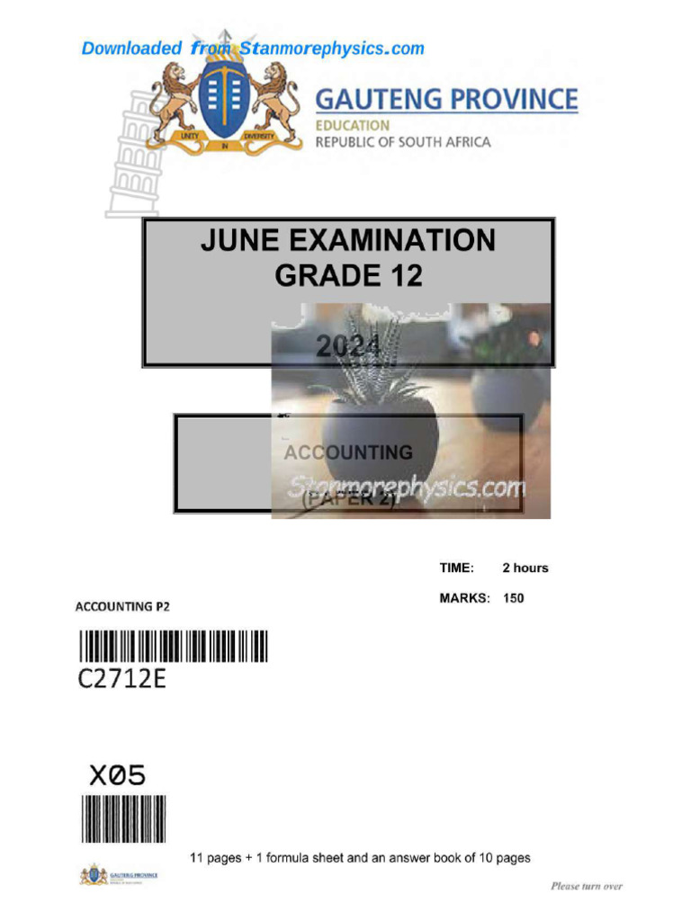 GP Accounting Grade 12 June 2024 P2 and Memo | PDF