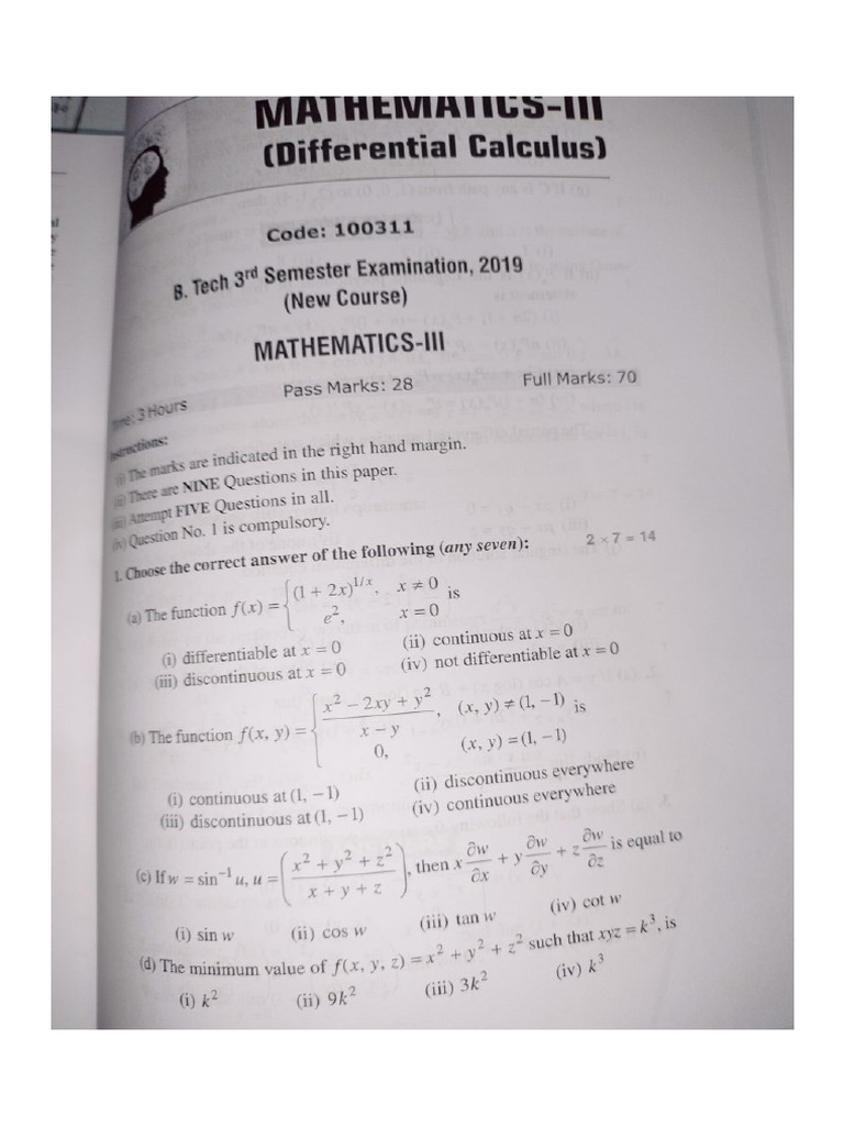 Cse 3RD Sem. Mathematics-Differential Calculas | PDF