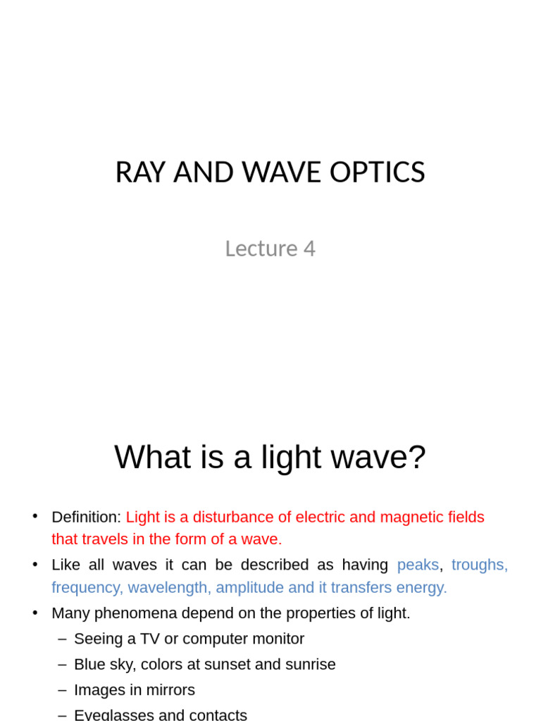 Wave Optics Lecture 1 | PDF