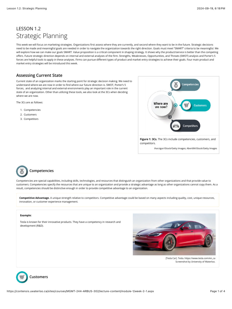 Lesson 1.2: Strategic Planning | PDF