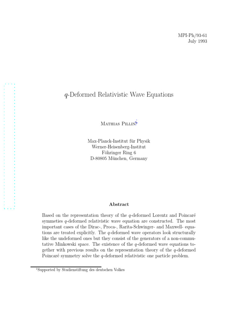 Q Deformed Relativistic Wave Equation | PDF