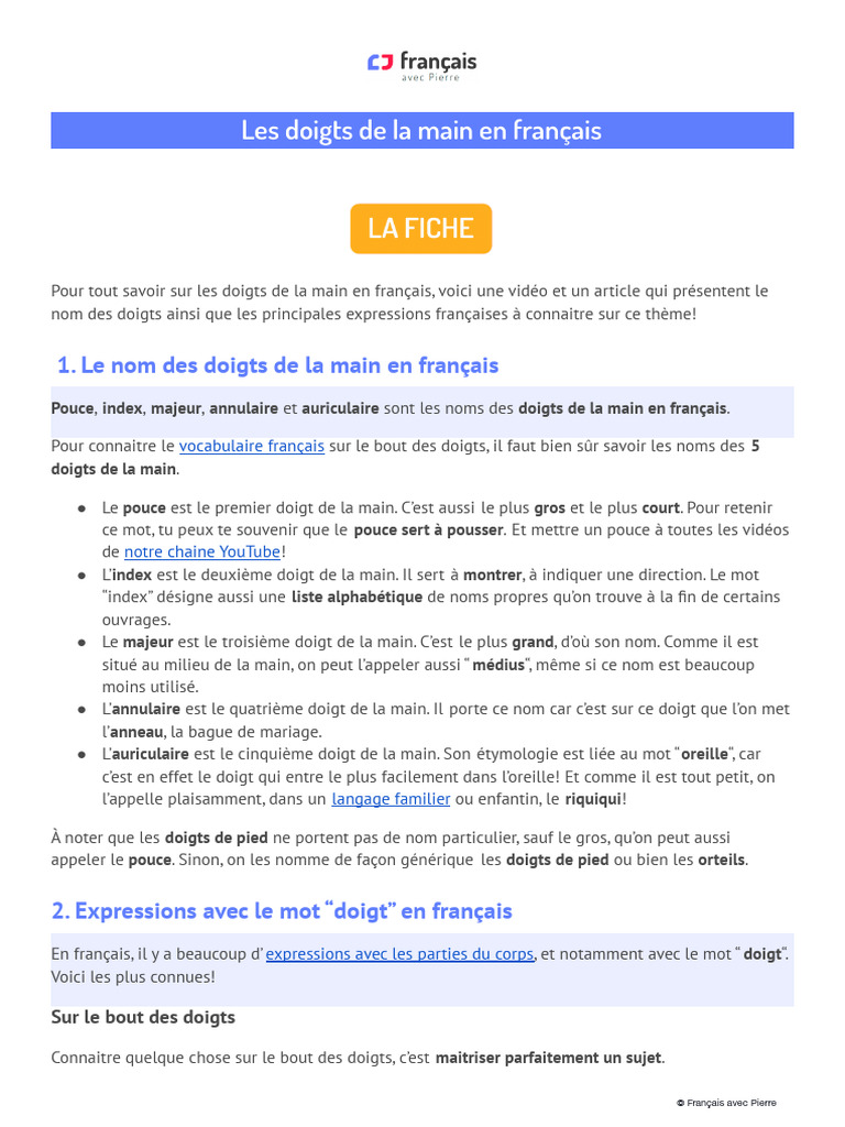 Les Doigts de La Main | PDF