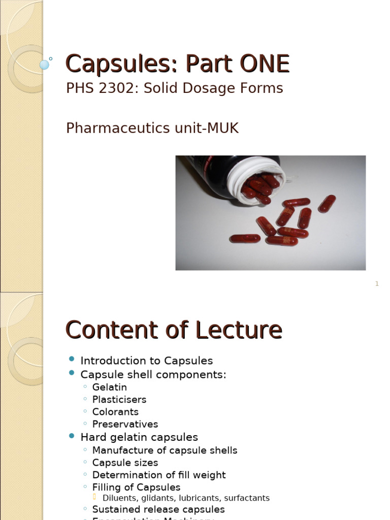 10 - Capsules - Part 1 | PDF | Pharmaceutical Formulation | Cooking ...