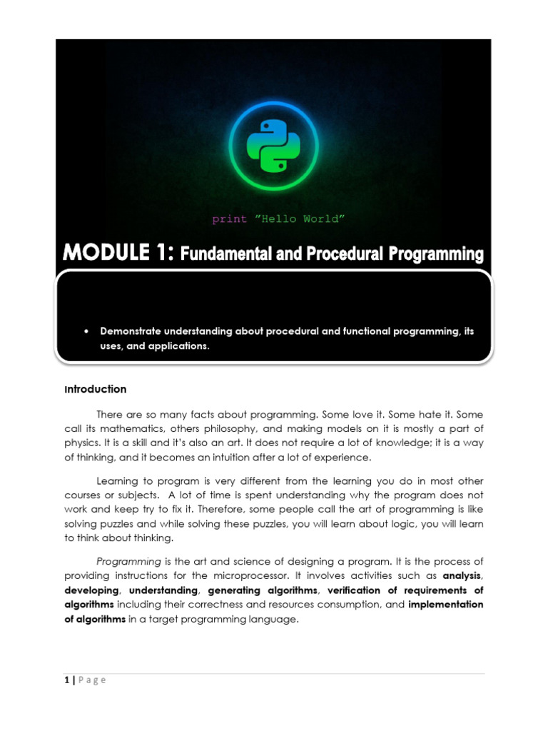 Prog 1 Module 1 | PDF Prog 1 Module 1 | PDF