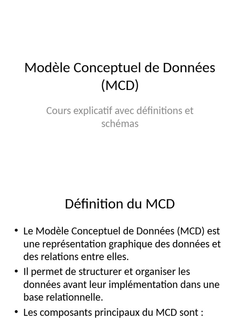 MCD Cours Explicatif Corrected | PDF