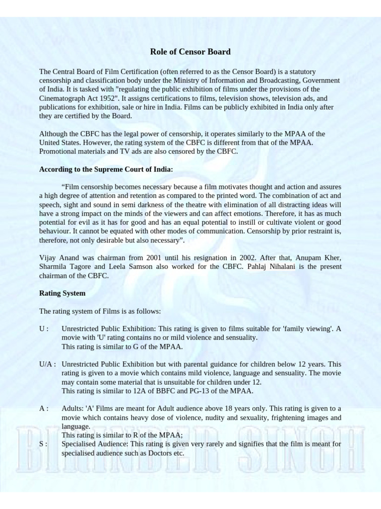 1role of Censor Board | PDF