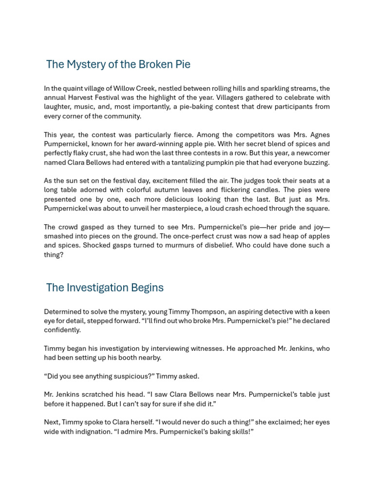 Mystery of the Broken Pie | PDF