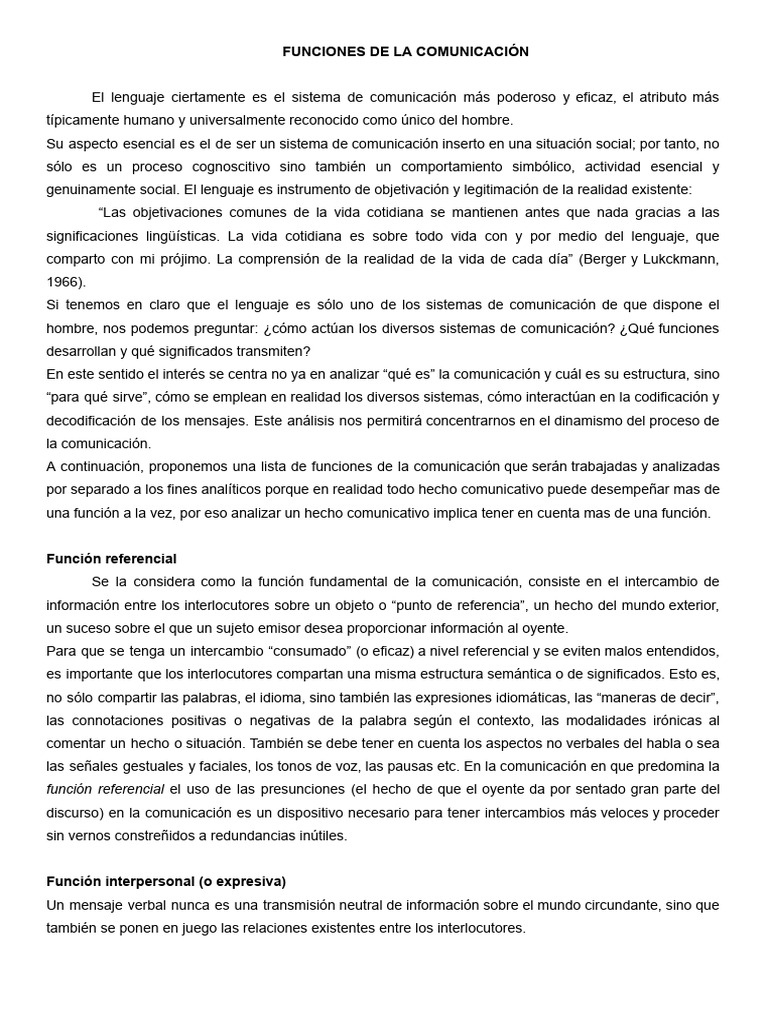 Funciones de La Comunicaci-N | PDF