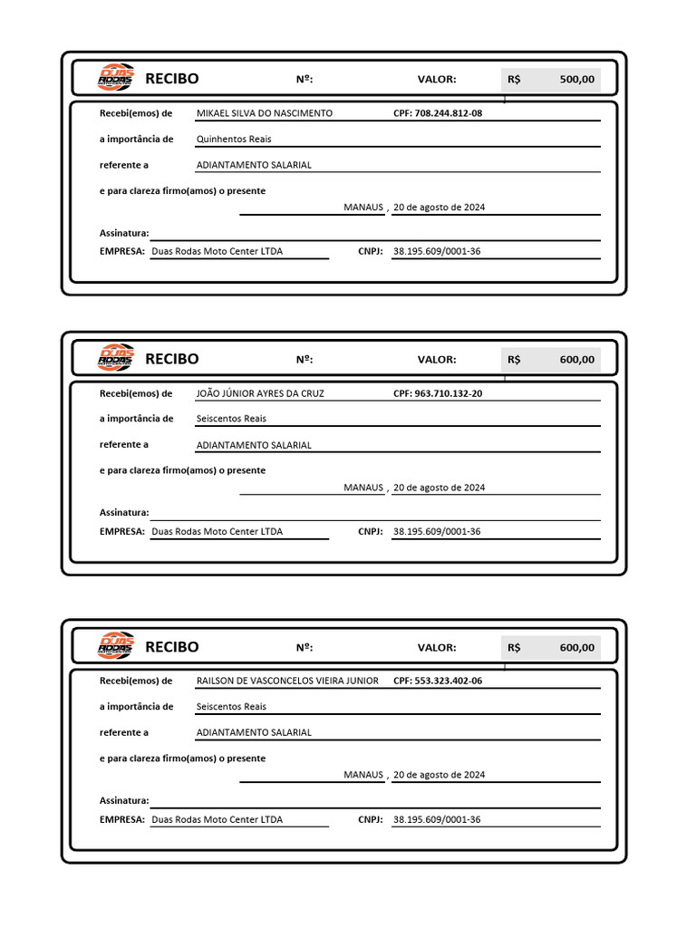 RECIBOS VARIOS | PDF