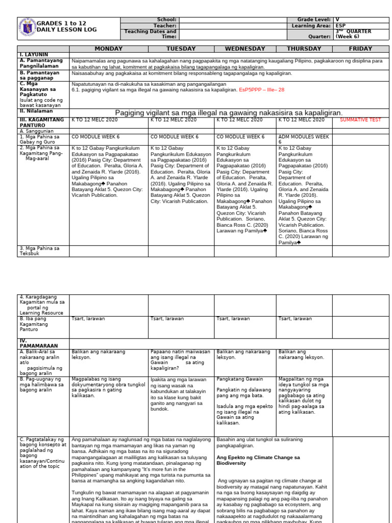 DLL - Esp 5 - Q3 - W6 | PDF