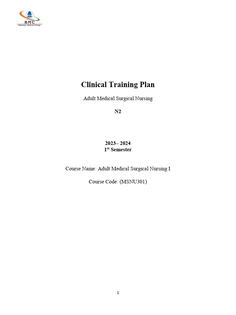 Med-Surg I Clinical Plan (1) 2 | PDF