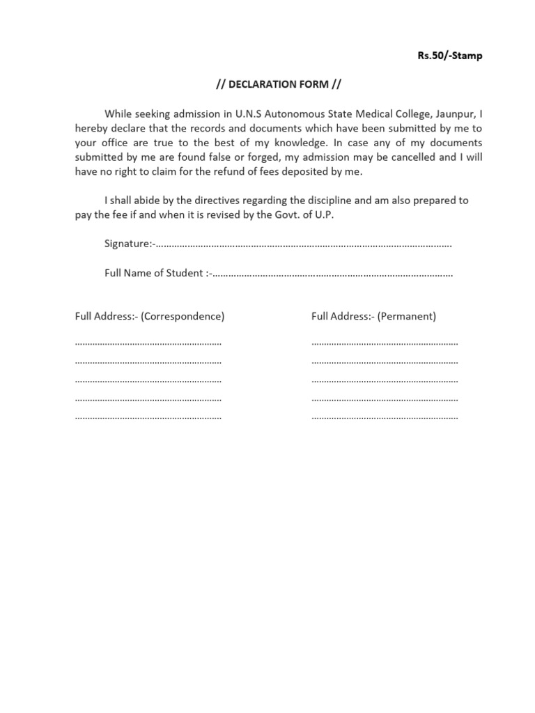 Admission Affidavit | PDF