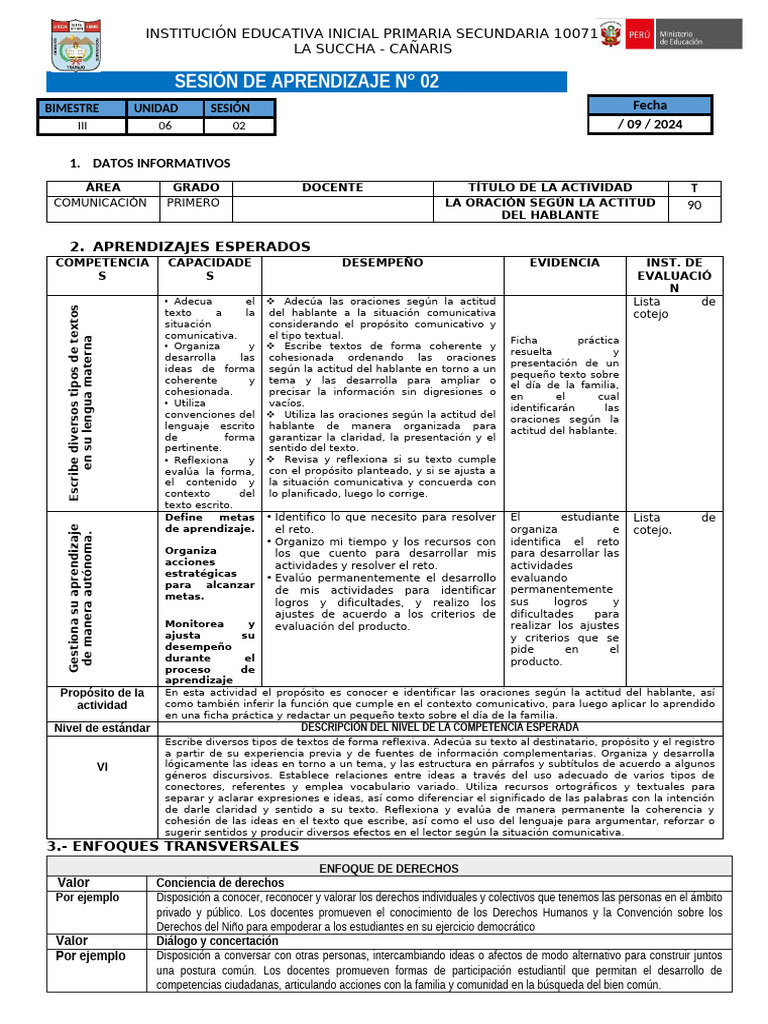 SESIÓN N° 2 PRIMERO | PDF