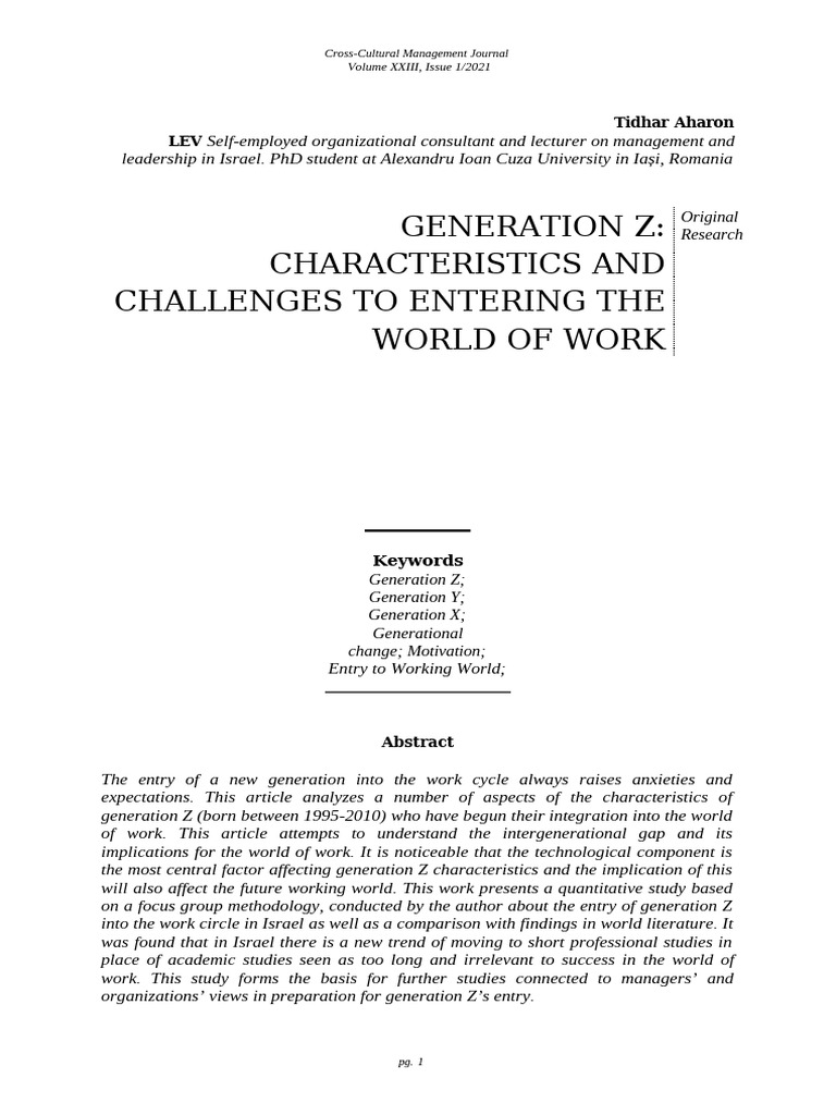 Generation Z: Characteristics and Challenges To Entering The World of ...