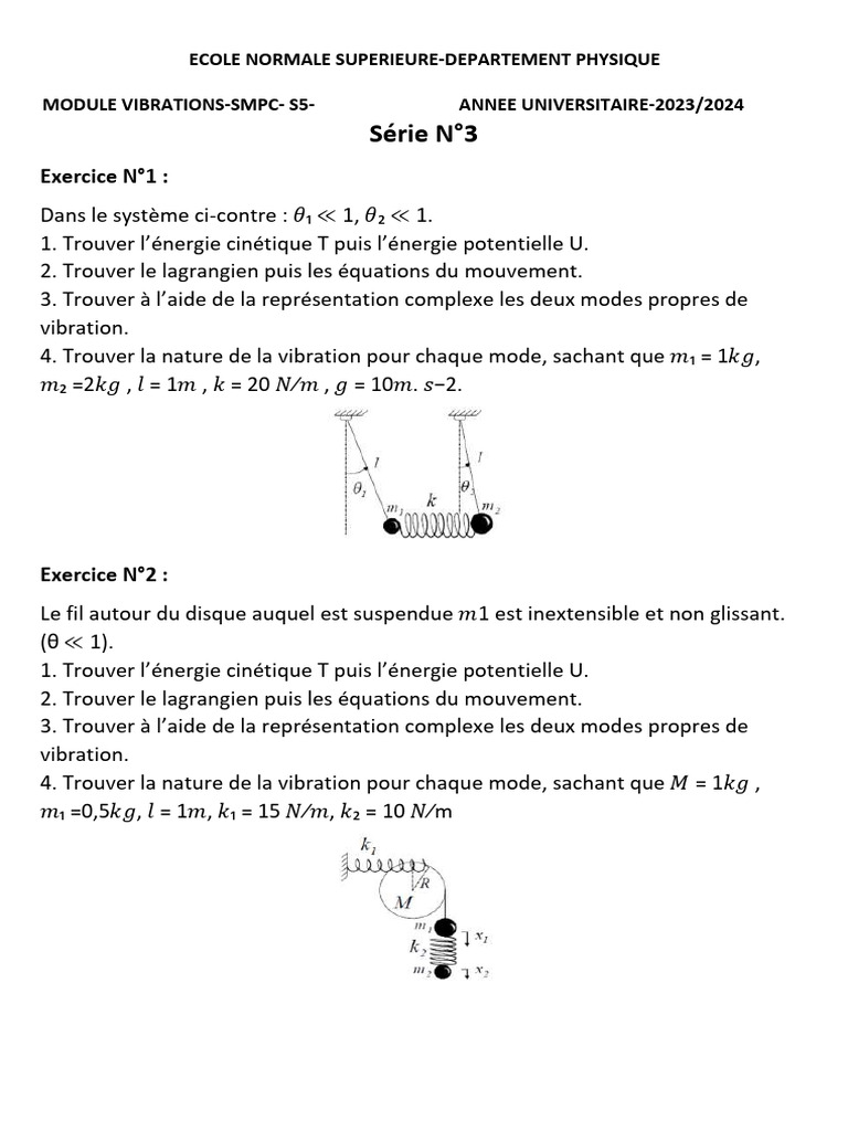 Série N°3 Module Vibrations SMPC S5 | PDF