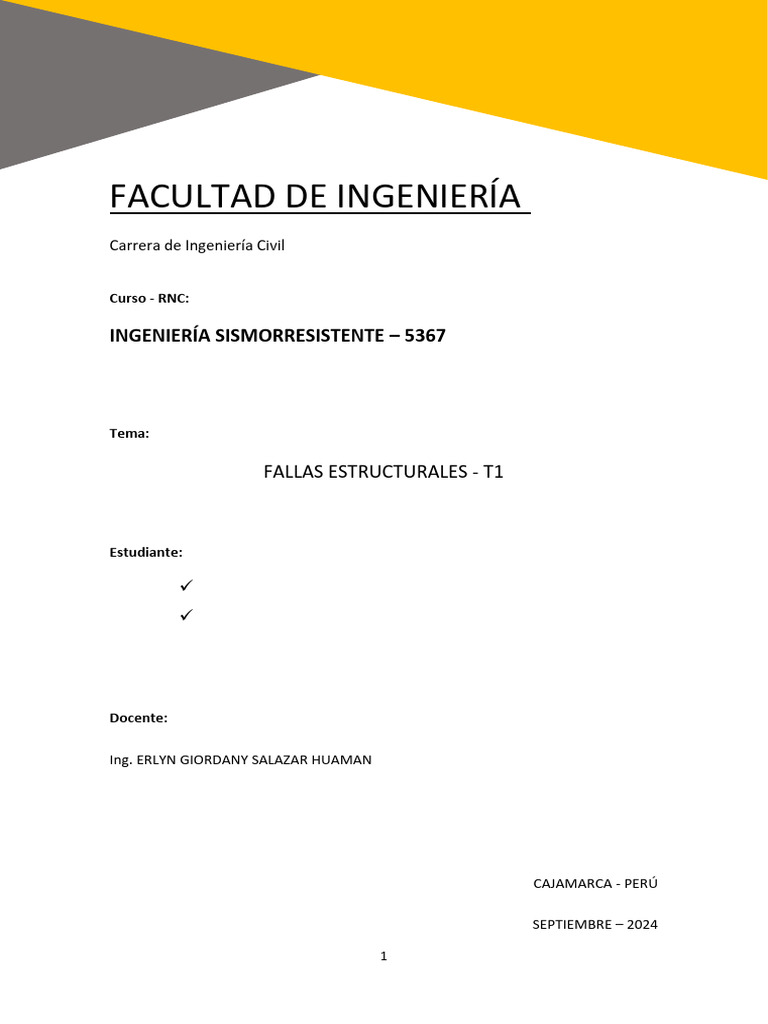Fallas Estructurales - T1 | PDF