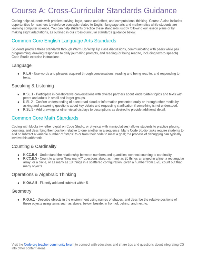 CSF Cross-Curricular Standards Guidance | PDF | Teaching Mathematics ...