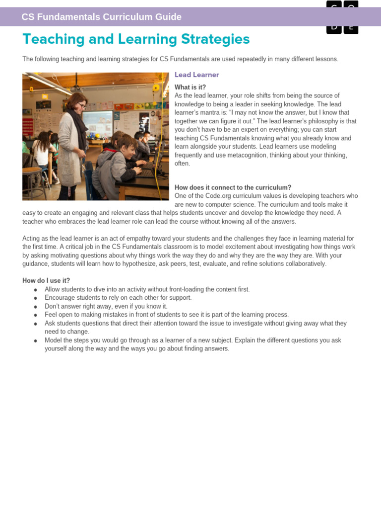 CS Fundamentals - Teaching and Learning Strategies | PDF