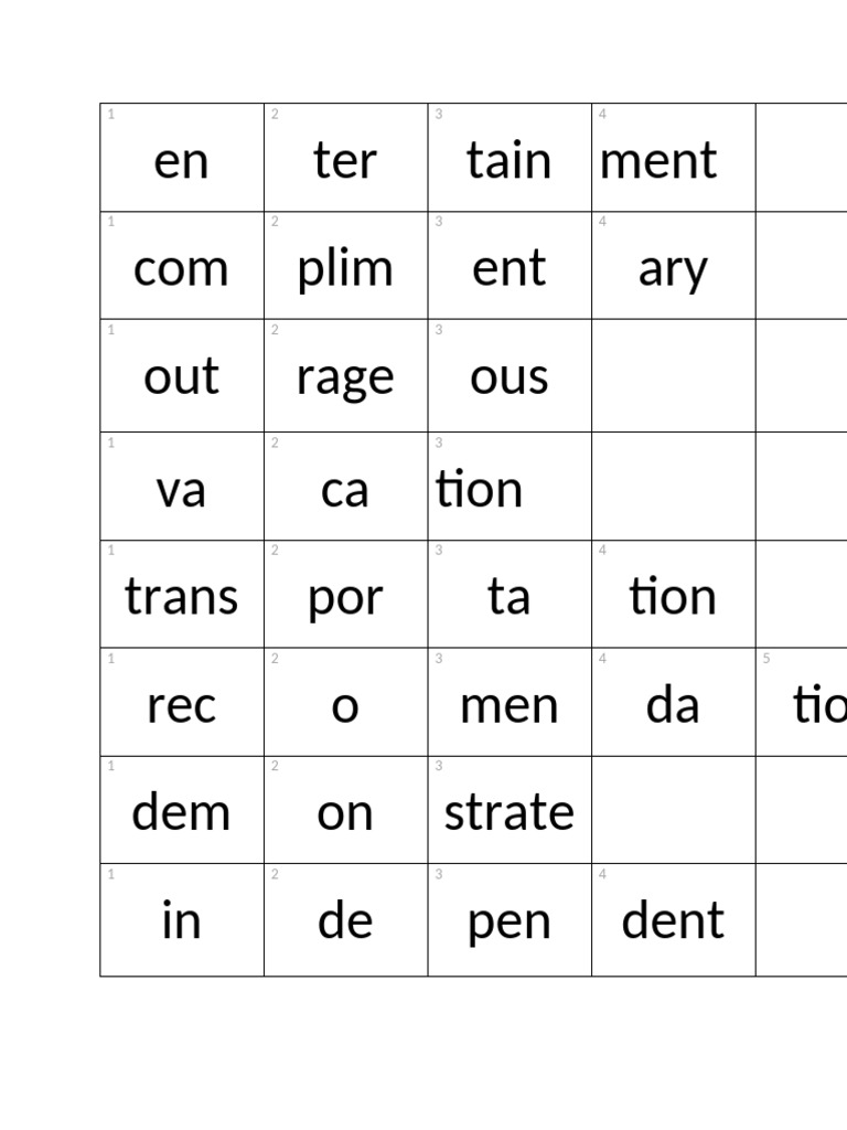 Multisyllabic Word Match | PDF