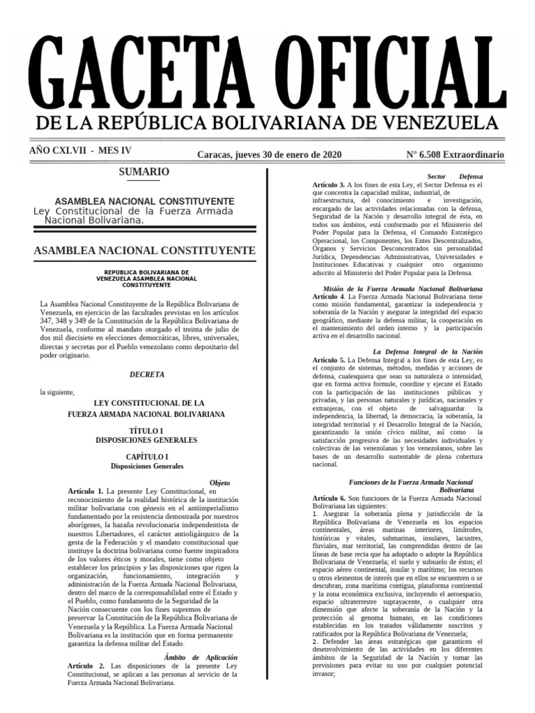 Ley Constitucional de La Fanb | PDF