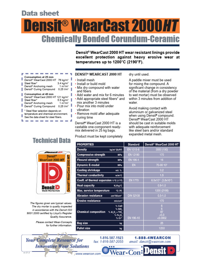 Densit Wear Cast 2000 HT | PDF