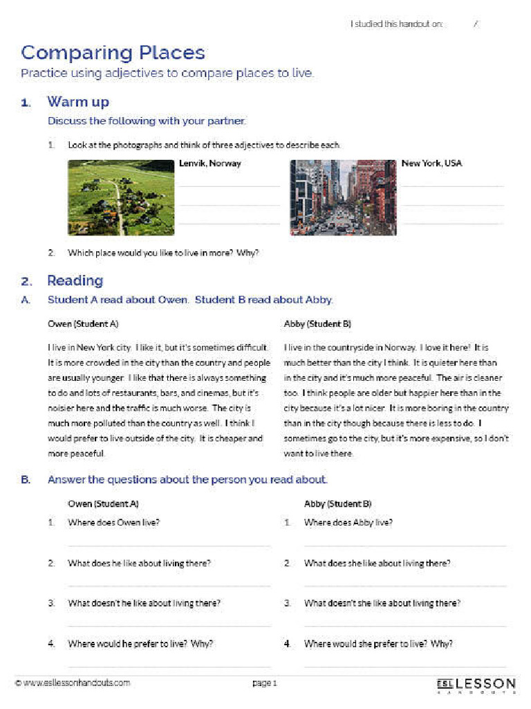 Comparing Places | PDF