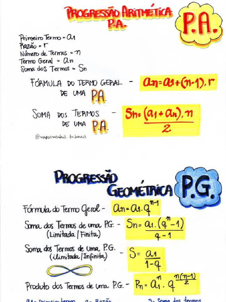 Fórmulas de PG e PA Matufycycy | PDF