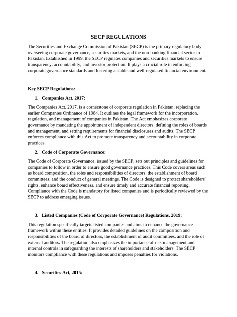 SECP Regulations | PDF | Regulatory Compliance | Governance