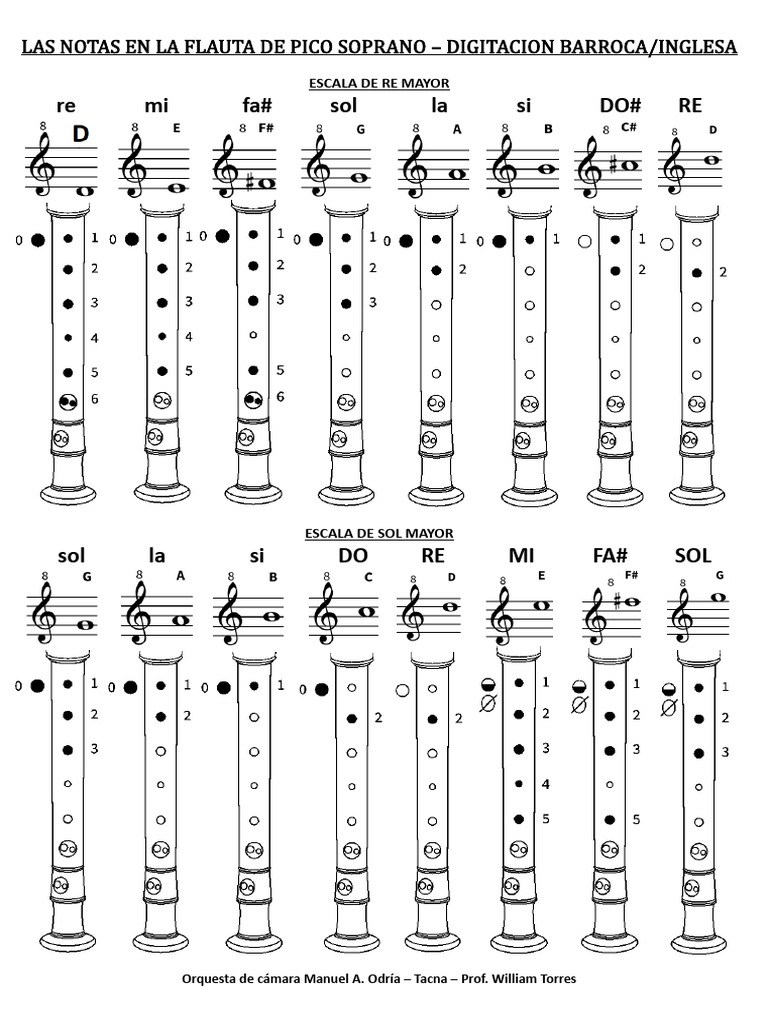 Escala de Re y Sol en Flauta de Pico para Imprimir | PDF | Arte