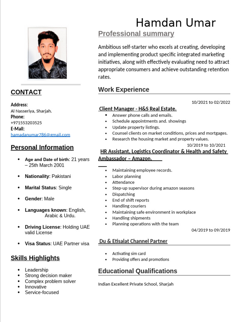 Hamdan CV New | PDF