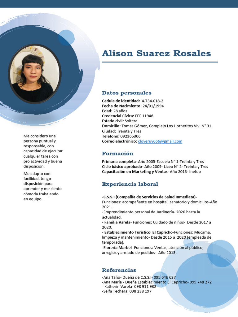 Curriculum Vitae - Alison Suarez Rosales - 240805 - 111651 | PDF