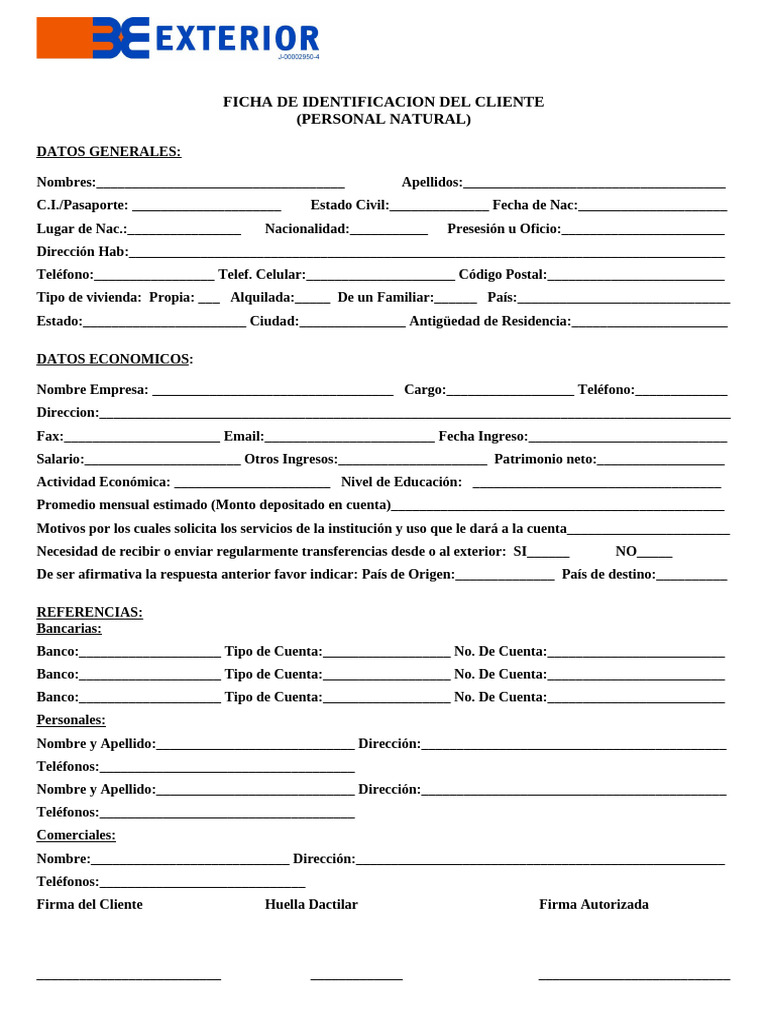 Ficha de Identificacion Cliente Pn. | PDF