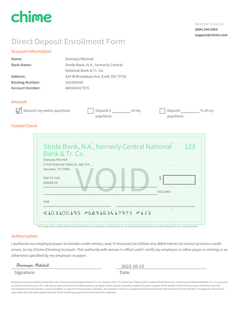 Chime Direct Deposit | PDF