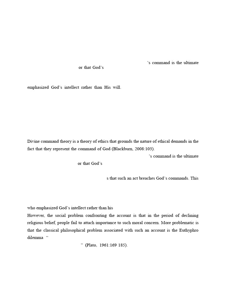 A Critique of The Divine Command Theory of Ethics From The | PDF ...
