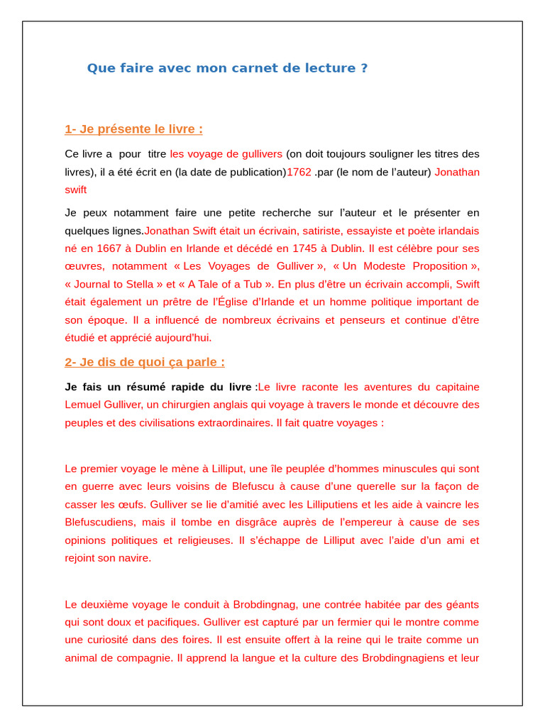 Carnet de Lecture | PDF