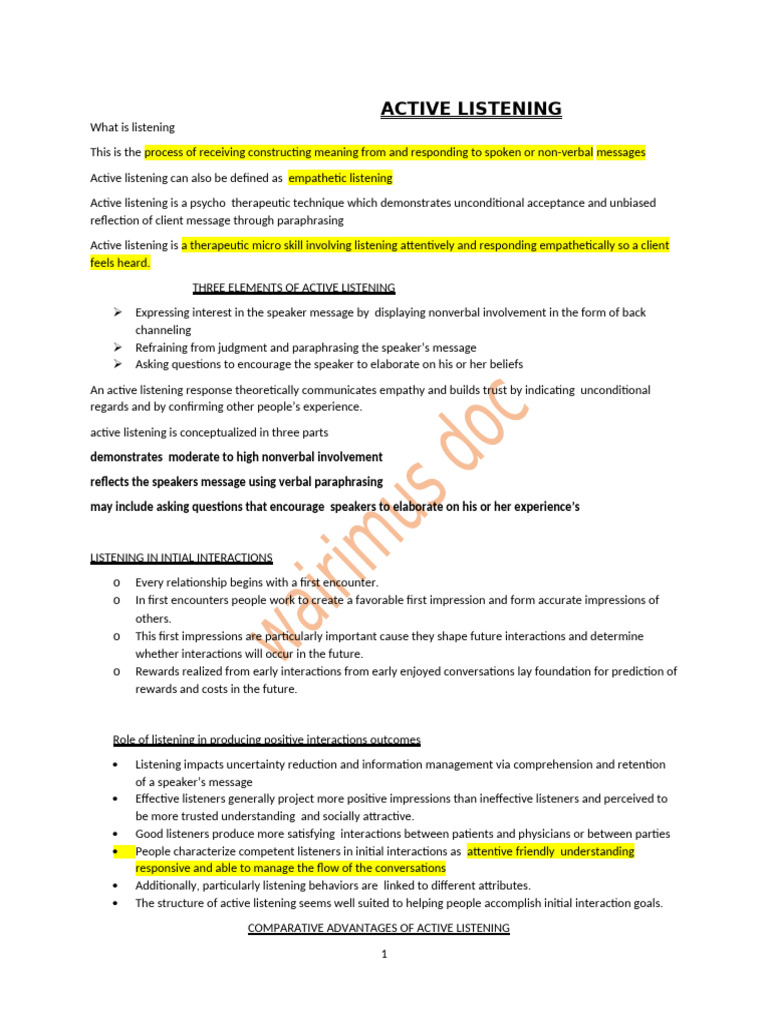 Active Listening | PDF